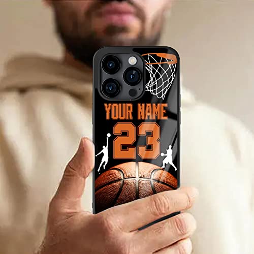 Personalized Name Number Basketball Phone Cases | iPhone 11 12 13 14 Pro Max Plus Mini Xr Xs, Samsung Note 7 8 9 10 20 S21 S22 Ultra Plus, Moto Edge 20 Pro Lite, Pixel 4 5 6 7 Pro, LG (Basketball)