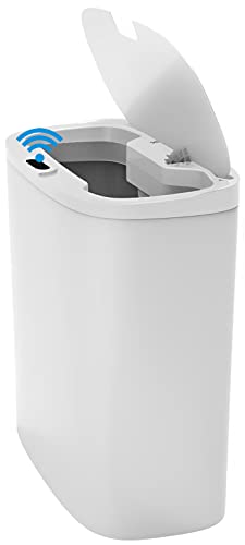 Sooyee 13.3 litres Bathroom Trash Can with lid,3.5 Gallon Automatic Trash Can,Touchless Trash Can for Kitchen,Office,Bedroom,Bathroom,Living Room,White(Not Included Batteries)