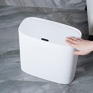 Sooyee 13.3 litres Bathroom Trash Can with lid,3.5 Gallon Automatic Trash Can,Touchless Trash Can for Kitchen,Office,Bedroom,Bathroom,Living Room,White(Not Included Batteries)