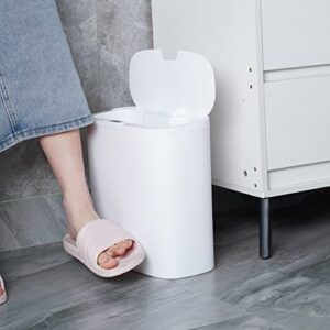 Sooyee 13.3 litres Bathroom Trash Can with lid,3.5 Gallon Automatic Trash Can,Touchless Trash Can for Kitchen,Office,Bedroom,Bathroom,Living Room,White(Not Included Batteries)