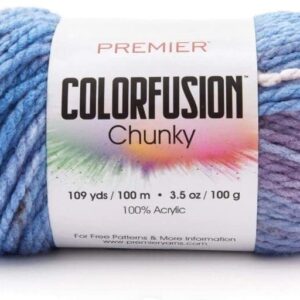 Premier Yarns Colorfusion Chunky Yarn - 3.5 Oz - #5 Bulky Weight - 3-Pack Bundle with Bella's Crafts Stitch Markers (Cotton Candy)