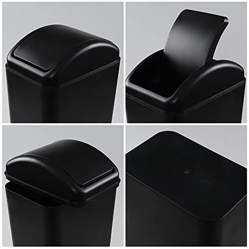 Waikhomes 3.5 Gallons Plastic Trash Can with Swing Lid, Slim Garbage Bin, Black, 1 Pack