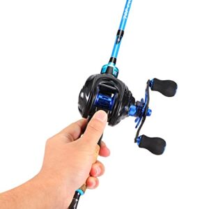 Sougayilang Fishing Rod and Reel Combo, Medium Heavy Fishing Pole with Baitcasting Reel Combo, 2-Piece Baitcaster Combo-Blue-5.9ft and Right Handle Reel