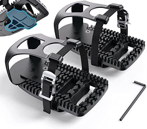 SHRINLUCK Toe Cages Compatible with The Peloton Bike, Upgrade Dual Function Toe Cage Pedals Adapters for Regular Shoes, Convert Look Delta Pedals to Toe Clip Pedals- Ride with Sneakers, Great for Kids