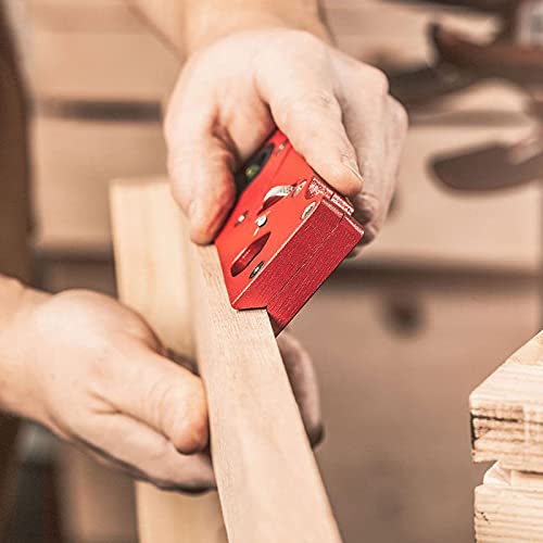 Chamfer Plane for Wood - Edge Corner Flattening Tool with Auxiliary Locator, Woodworking Hand Planer for Quick Edge Planing and radian Corner Plane Trimming (Red)