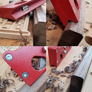 Chamfer Plane for Wood - Edge Corner Flattening Tool with Auxiliary Locator, Woodworking Hand Planer for Quick Edge Planing and radian Corner Plane Trimming (Red)