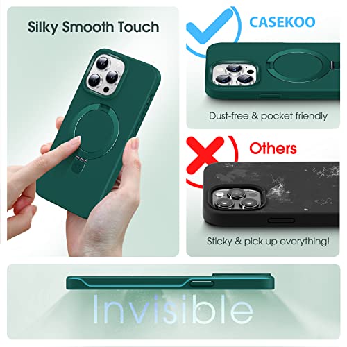 CASEKOO Magnetic for iPhone 14 Pro Max Case with Invisible Stand [Compatible with MagSafe] [Dust-Free Antistatic Silicone] Mil-Grade Protective Non-Slip Phone Cover Cases for Women Men 6.7 inch, Green