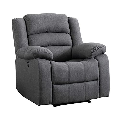 EBELLO Classic Power Recliner Chair, Oversized Electric Overstuffed Chair with Soft Cushion and Back, Sofa with Comfortable Armchair, Gray