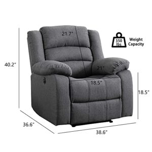 EBELLO Classic Power Recliner Chair, Oversized Electric Overstuffed Chair with Soft Cushion and Back, Sofa with Comfortable Armchair, Gray