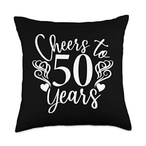 50th birthday & anniversary gifts by art like wow cheers to 50 years, women, group, anniversary 50th birthday throw pillow, 18x18, multicolor