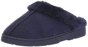 muk luks women's polysuede clog slipper, royal blue, large