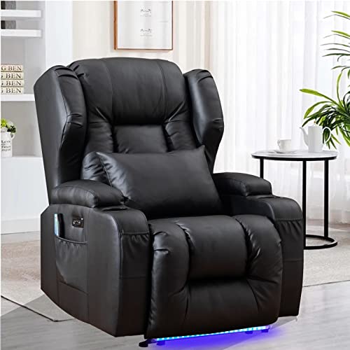 SAMERY Electric Power Recliner Chair Massage & Heating, Comfy Sleeper Chair Sofa Recliners Home Theater Seat Living Room Cup Holders/USB Ports, Lift Recliner Elderly 3HK7077BLGR Gray