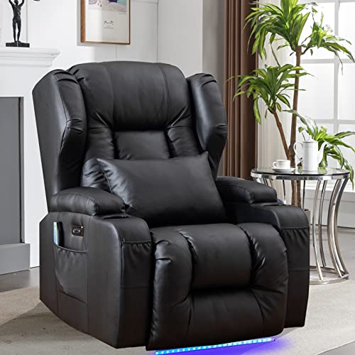 SAMERY Electric Power Recliner Chair Massage & Heating, Comfy Sleeper Chair Sofa Recliners Home Theater Seat Living Room Cup Holders/USB Ports, Lift Recliner Elderly 3HK7077BLGR Gray