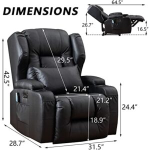 SAMERY Electric Power Recliner Chair Massage & Heating, Comfy Sleeper Chair Sofa Recliners Home Theater Seat Living Room Cup Holders/USB Ports, Lift Recliner Elderly 3HK7077BLGR Gray