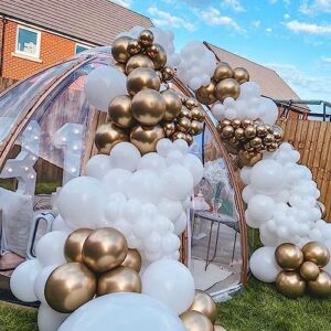 ZOPIBAICO White Gold Balloon Garland Arch Kit - 124pcs 18 12 10 5In White Metallic Chrome Gold and Gold Confetti Latex Balloons for Graduation Birthday Wedding New Year Party Decorations