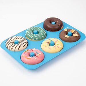 Aichoof Silicone Donut Mold for 6 Doughnuts, Set of 2. Food Grade LFGB Silicone Bagels Baking Pan, Non-Stick, Dishwasher Safe, Heat Resistant and Microwave Safe(Blue)