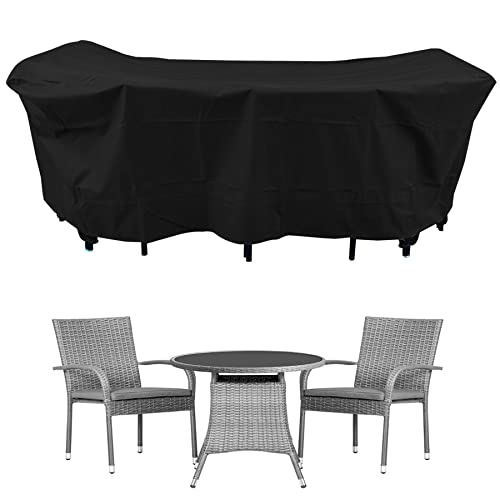 WOMACO Bistro Table and Chairs Cover, Waterproof Outdoor Veranda Garden 3 piece Bistro Set Cover, Heavy Duty Water Resistant Patio Furniture Set Covers (69"W x 31.5"D x 35"H)