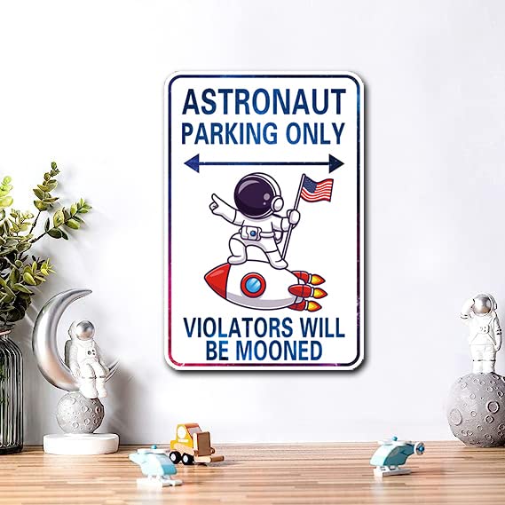 Astronaut Parking Only Sign Outer Space Themed Bedroom Decor Space Nursery Decor For Boys (931)