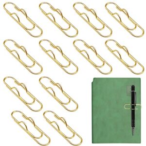 12 pcs metal pen clip for notebook, portable pen holder clip pencil clip, multi function paper clip pen holder pen paper clip bookmark stationery tool office supplies for notebook journals, gold