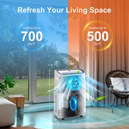 Wiytamo 14,000 BTU Portable Air Conditioners with WIFI Remote Control, 4-in-1 Portable AC Unit, Heater, Dehumidifier & Fan, Cools Rooms Up to 700 Sq.Ft, Auto Swing, Works with Alexa/Google Assistant