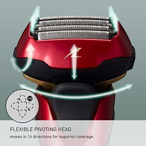 Panasonic ARC5 Electric Razor for Men with Pop-up Trimmer, Wet Dry 5-Blade Electric Shaver with Intelligent Shave Sensor and 16D Flexible Pivoting Head - ES-ALV6HR (Red)