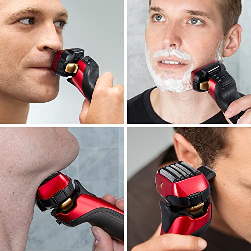 Panasonic ARC5 Electric Razor for Men with Pop-up Trimmer, Wet Dry 5-Blade Electric Shaver with Intelligent Shave Sensor and 16D Flexible Pivoting Head - ES-ALV6HR (Red)