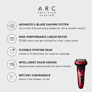 Panasonic ARC5 Electric Razor for Men with Pop-up Trimmer, Wet Dry 5-Blade Electric Shaver with Intelligent Shave Sensor and 16D Flexible Pivoting Head - ES-ALV6HR (Red)