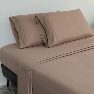 orient microfiber king sheets set,hotel luxury soft microfiber bed sheets set,extra easy fit home sheet set, wrinkle, fade, deep pocket fitted sheet,bedding flat sheet, pillow cases (beige, 4-piece)