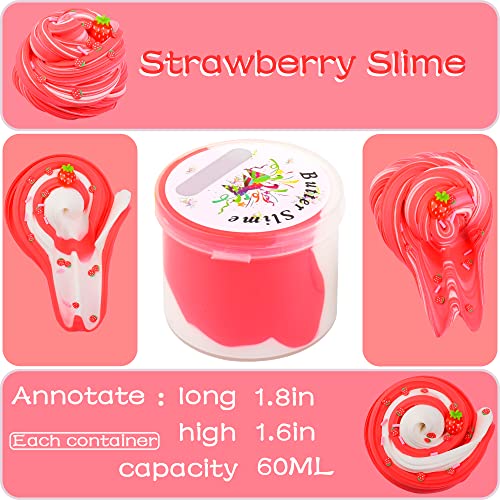 12 Pack Fruit Butter Slime Kits for Kids, with Watermelon, Lemon, Peachybbies, Strawberry, Avocado and Cherry Charm,Cute Stuff for Girls Fragrant DIY Slime, Stress Relief Toys for Girls and Boys.