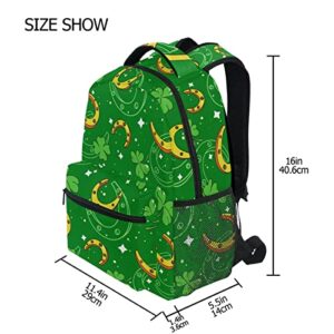 JHKKU Irish St Patrick's Lucky Shamrock Backpack Student Shoulders Bag for Girls Boys Lightweight School bags Travel Laptop Bag M