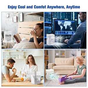 Mini Air Conditioner, Rechargeable 3 Speeds 450ML Water Tank Room Evaporative Air Cooler with Timer, Aromatherapy Notch, Spray Function, Personal Air Conditioner for Bedroom, Office, Desk