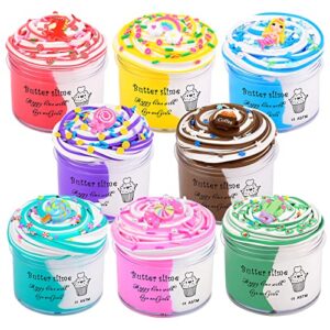 butter slime 8-pack case of colors, scented, soft, non-sticky, slime kit party favors for girls and boys, putty slime toys for kids, birthday, classroom, carnival prizes, basket goodie bag stuffers