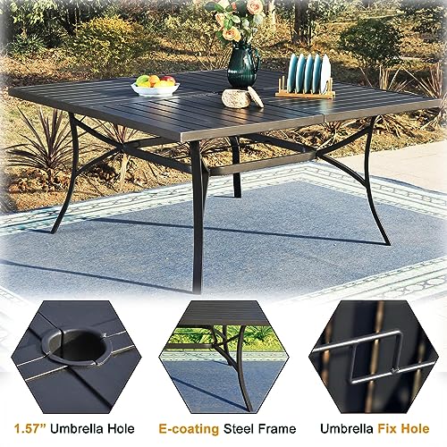 Sophia & William 9 Pieces Patio Dining Set for 8, Outdoor Dining Furniture with 1 X-large E-coating Square Metal Table and 8 Rattan Chairs with Cushions, Outdoor Table & Chairs for Deck Porch Backyard