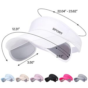 Peicees Wide Brim Visor Hat for Women Golf Visor Cap Sun Protection Hat for Beach Garden Tennis Running Sunshade Hat White