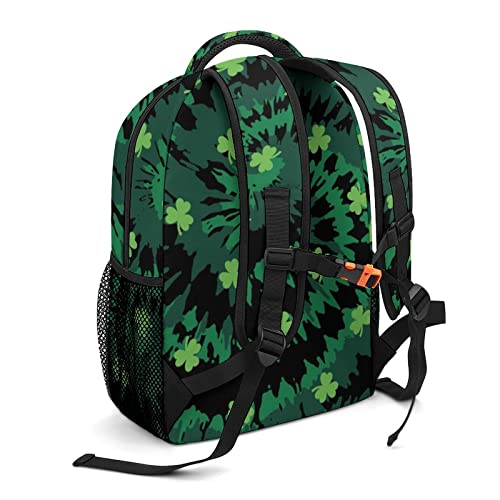 Fovanxixi Custom Tie Dye St Patrick Leaves Backpack for Kids Boys Girls, Children Personalized Backpack with Name Text Customized Daypack Schoolbag for Student Bookbag