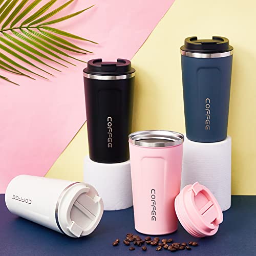 8 Pcs 17 oz Tumbler Insulated Travel Mug with Lids Vacuum Thermal Leakproof Coffee Cup Stainless Steel Double Walled Insulated Coffee Tumbler Portable Reusable Coffee Bottle for Hot Cold Drinks