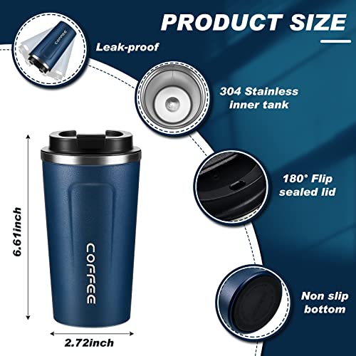 8 Pcs 17 oz Tumbler Insulated Travel Mug with Lids Vacuum Thermal Leakproof Coffee Cup Stainless Steel Double Walled Insulated Coffee Tumbler Portable Reusable Coffee Bottle for Hot Cold Drinks