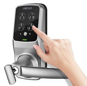 lockly model 6s, bluetooth smart lock, keyless entry door lock, pin genie® keypad, auto lock - satin nickel