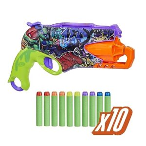 nerf teenage mutant ninja turtles blaster, 10 elite darts, toy foam blasters for 8 year old boys & girls & up