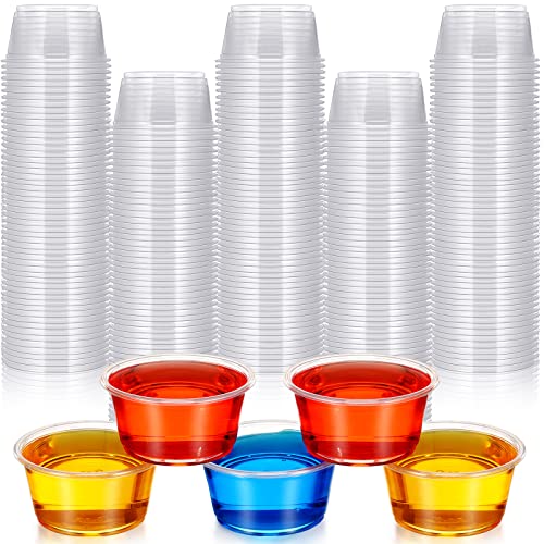 Gerrii 500 Count Plastic Souffle Cups Disposable Portion Cups Without Lid Condiment Cups Small Sauce Cups Clear Mini Plastic Containers for Portion Control Meal Sample Dressing (2 oz)