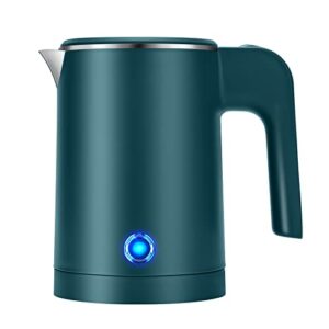 small portable electric kettle, 0.6l mini stainless steel travel kettle, portable mini hot water boiler heater, quiet fast boil & cool touch with boil-dry protection (green)