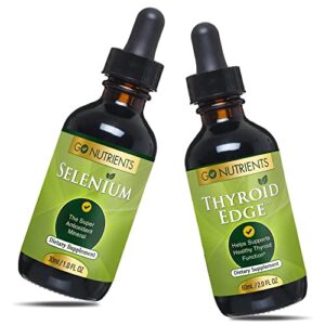 go nutrients selenium 1.0 oz & thyroid edge 60 ml | yeast-free liquid drops, selenium drops, herbal supplements | thyroid support dietary supplements to boost metabolism, & increase levels of iodine