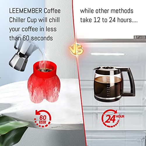 LEEMEMBER Iced Coffee/Beverage Cooler,Wine Beer Chiller Cup,Ice Coffee Cup, IMPROVED,STRONGER AND MORE DURABLE! Ready in One Minute, Reusable for Iced Tea, Spirits, Alcohol, Juice,10 Oz,Hip Shaped,Red