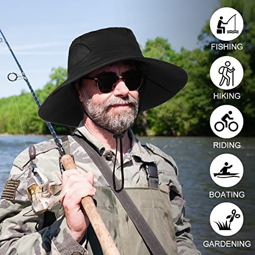 6 Pack Mens Sun Hats with UV Protection Waterproof Wide Brim Bucket Safari Hat for Men Women Foldable Sun Hats for Fishing Hiking Garden Safari Camping, 6 Colors