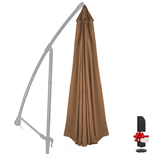 FAJOME 10FT 8 Ribs Patio Umbrella Replacement Canopy, Replacement Parasol Cover With Patio Umbrella Cover For Cantilever Hang Patio Umbrella (Canopy Only) (Color : Light brown)