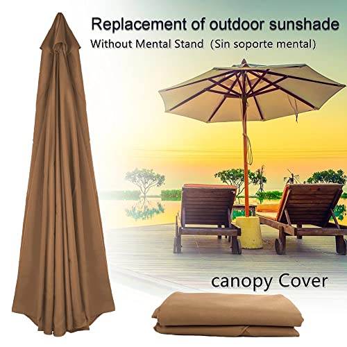 FAJOME 10FT 8 Ribs Patio Umbrella Replacement Canopy, Replacement Parasol Cover With Patio Umbrella Cover For Cantilever Hang Patio Umbrella (Canopy Only) (Color : Light brown)