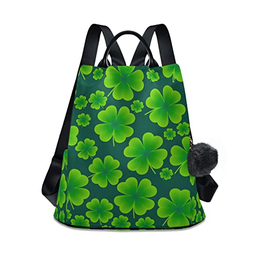 Fustylead St. Patrick's Day Clover Backpack Purse for Women Anti Theft Fashion Back Pack Shoulder Bag