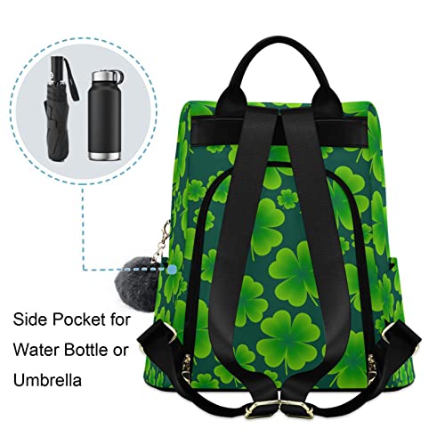 Fustylead St. Patrick's Day Clover Backpack Purse for Women Anti Theft Fashion Back Pack Shoulder Bag