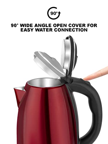 Hokcus Fast Boil Electric Kettle, Rapid Boil Kettle, Cold Touch Handle, 1500W, Auto Shut - Off Protection/Purple/Red