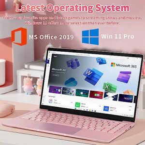 【Win 11 Pro/Office 2019】14" Laptop Narrow-Bezel FHD IPS 1920 x 1080 Display, 6G RAM,128GB SSD, Celeron J4105 CPU, Ultra-Thin and Portable, HDMI, 180 °Opening and Closing (6G+128GB SSD, Rose Gold)